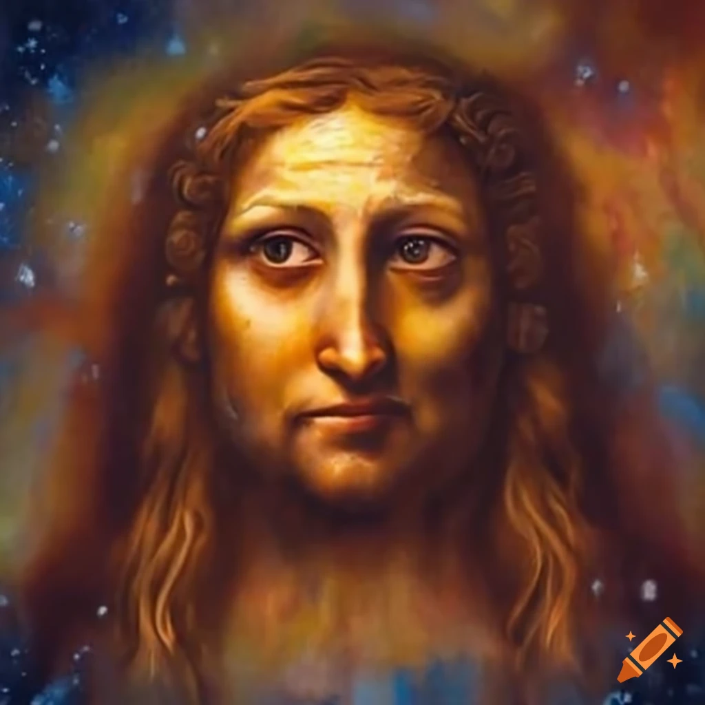 Artistic representation of a world with humans in starry space on Craiyon