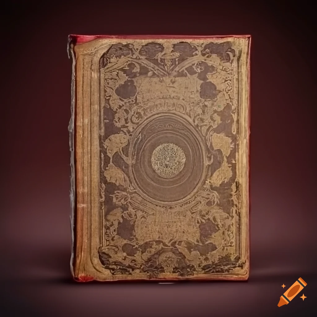 Front view of old book cover on Craiyon