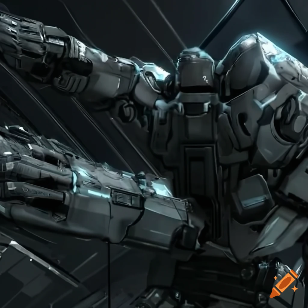Close-up of a futuristic mech hand with epic, streamlined design on Craiyon