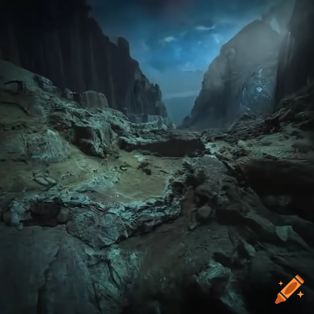 Vibrant alien village nestled in a ravine with 4k resolution on Craiyon