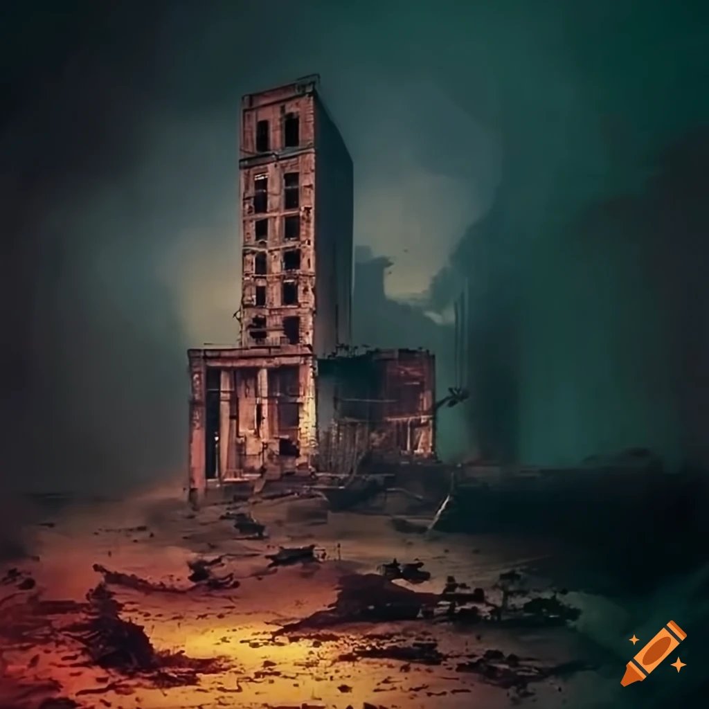 Hyper-realistic post-apocalyptic scene with a desolate landscape and a ...