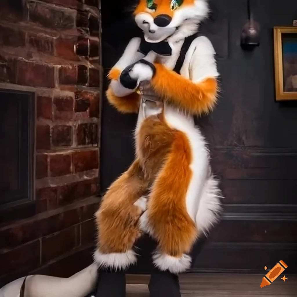 Waitress in fox fursuit at restaurant on Craiyon