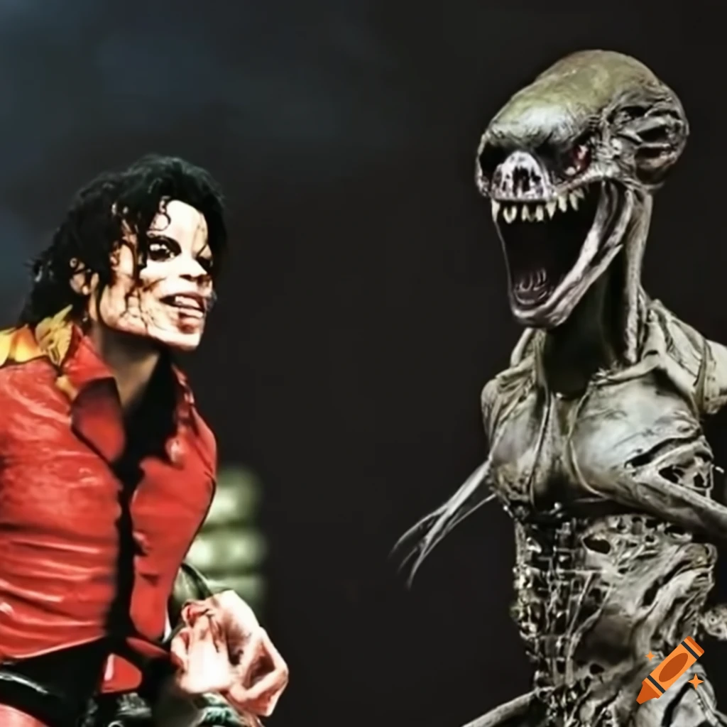 Artistic depiction of aliens and michael jackson on Craiyon