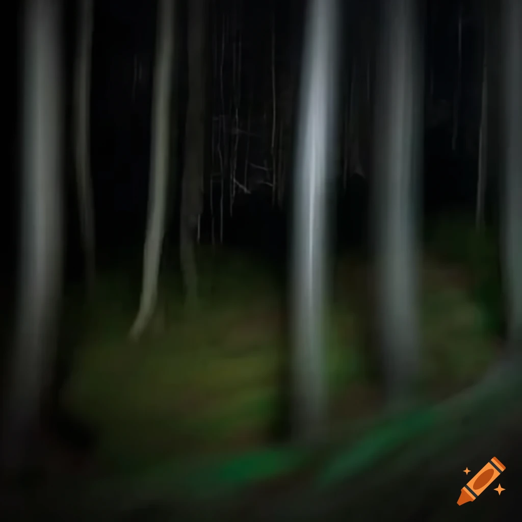 Creepy slenderman illuminated by a flashlight in a forest at night on ...