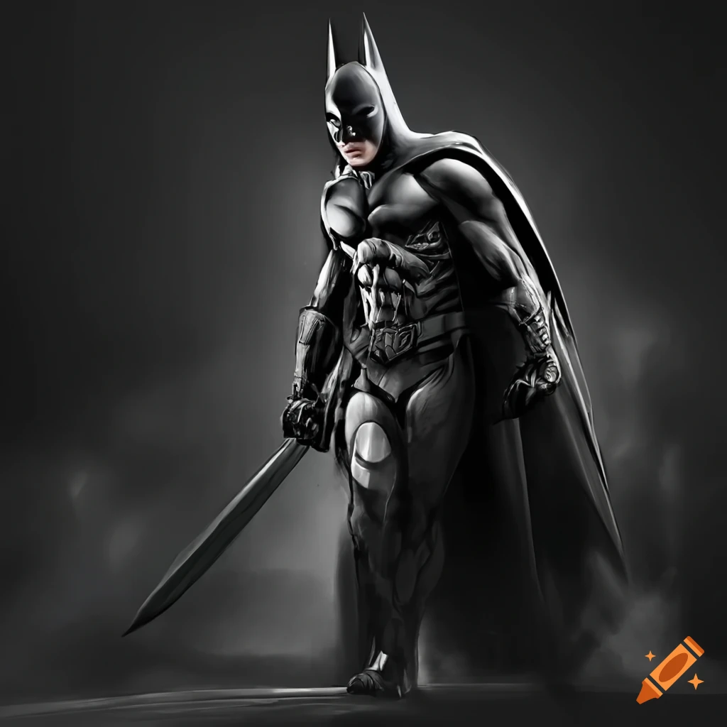 Batman holding a sword on Craiyon