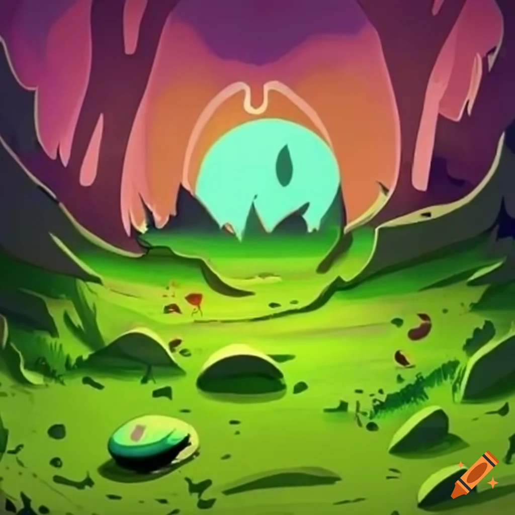 Adventure time in a grass land on Craiyon