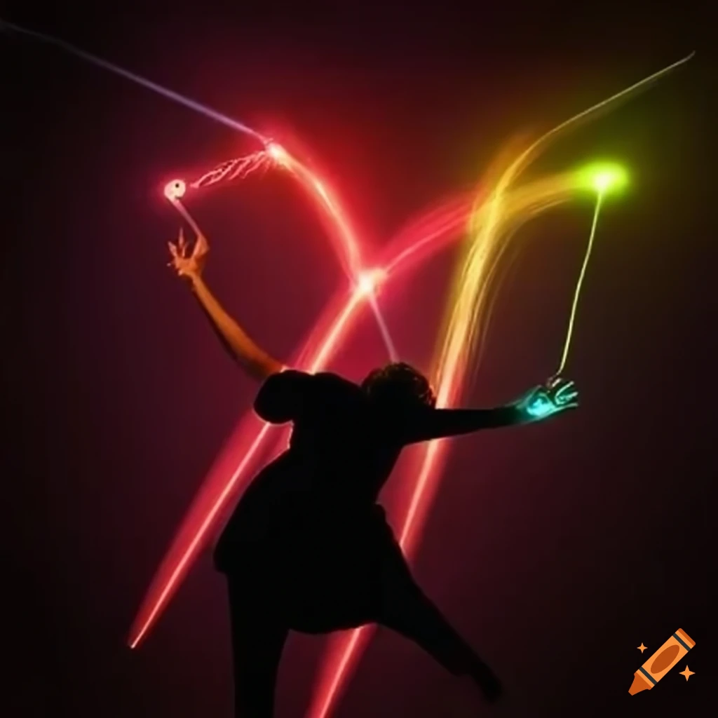 People raving with glowsticks and party lasers on Craiyon