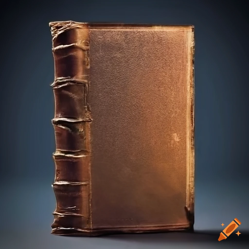 Front view of an old book cover on Craiyon