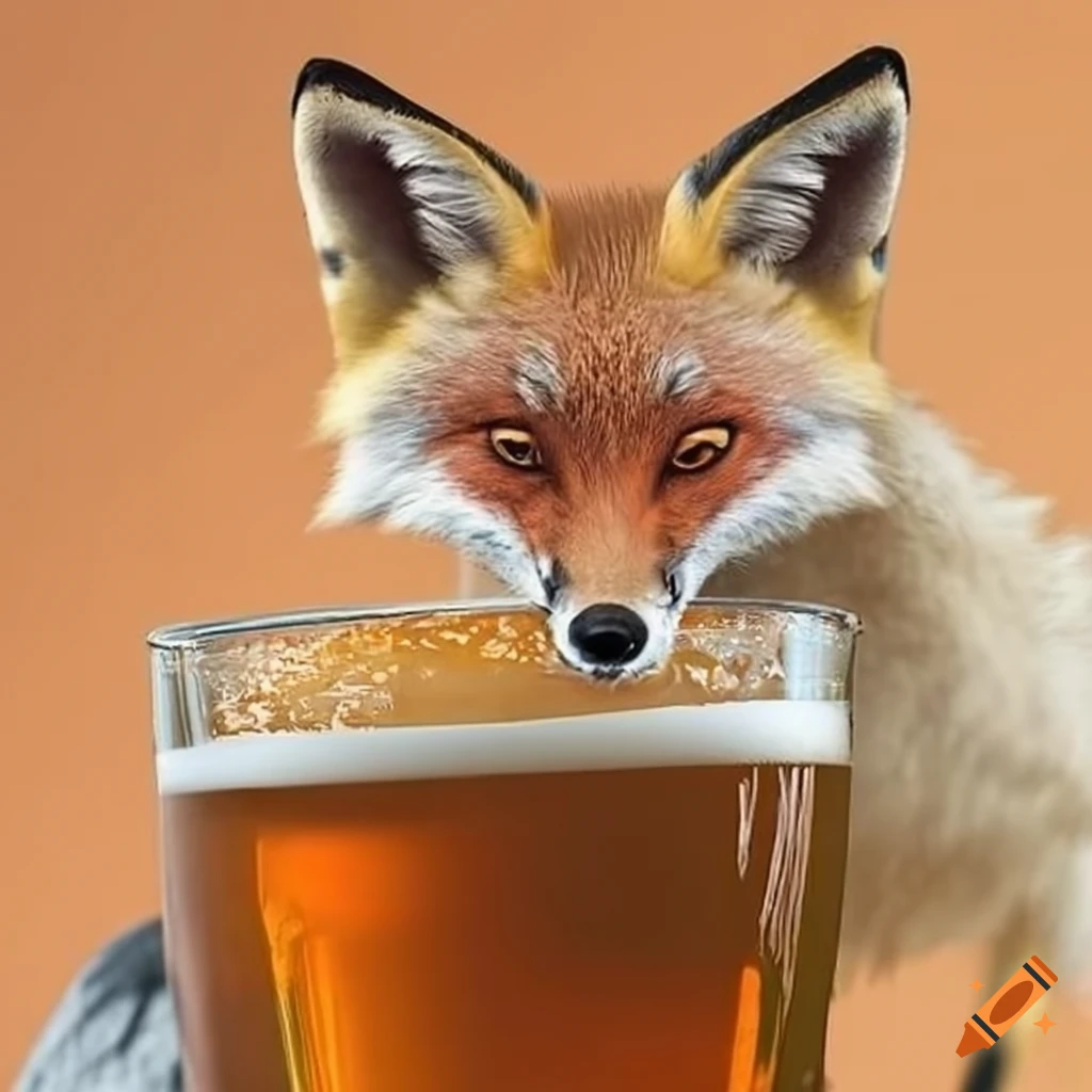 Fox enjoying a refreshing beverage on Craiyon