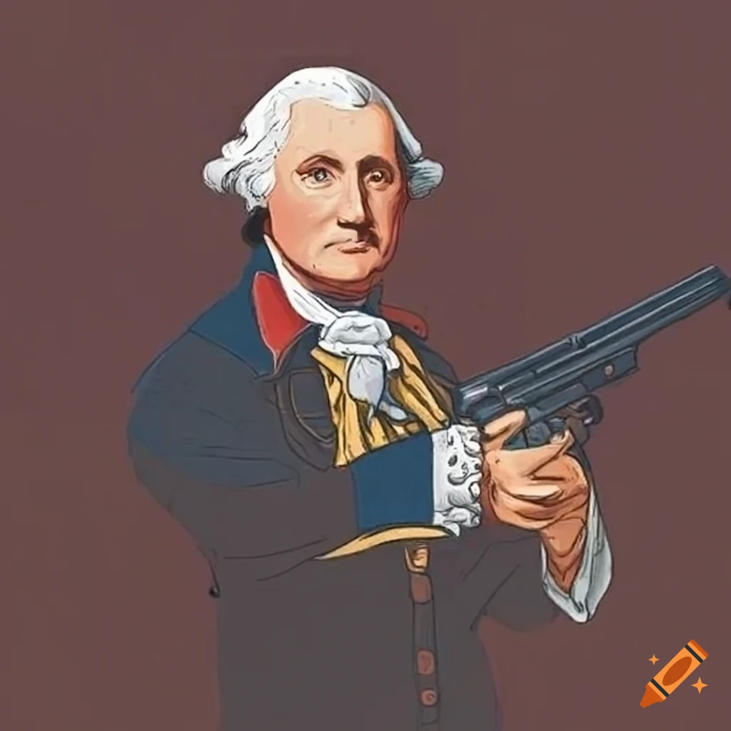 George Washington holding a gun on Craiyon