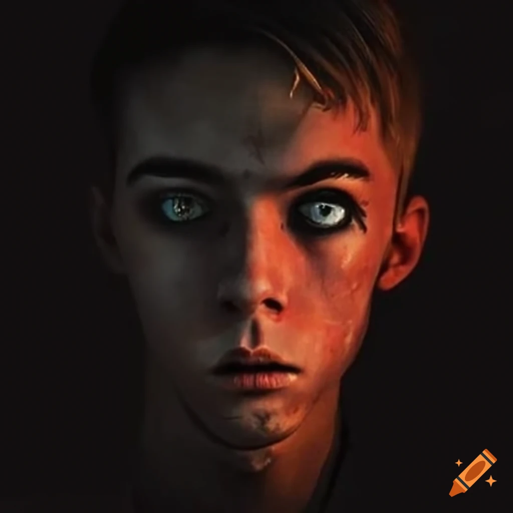 Young man with intense gaze on Craiyon