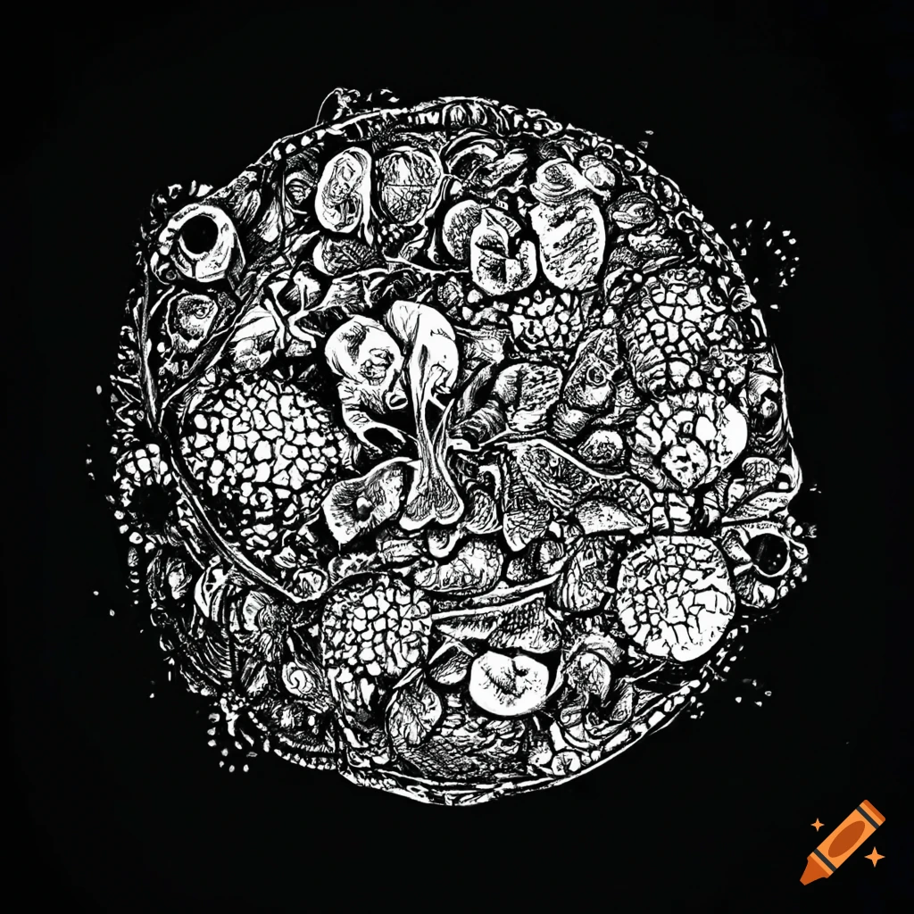 Virus and bacteria pencil drawing in black and white on Craiyon