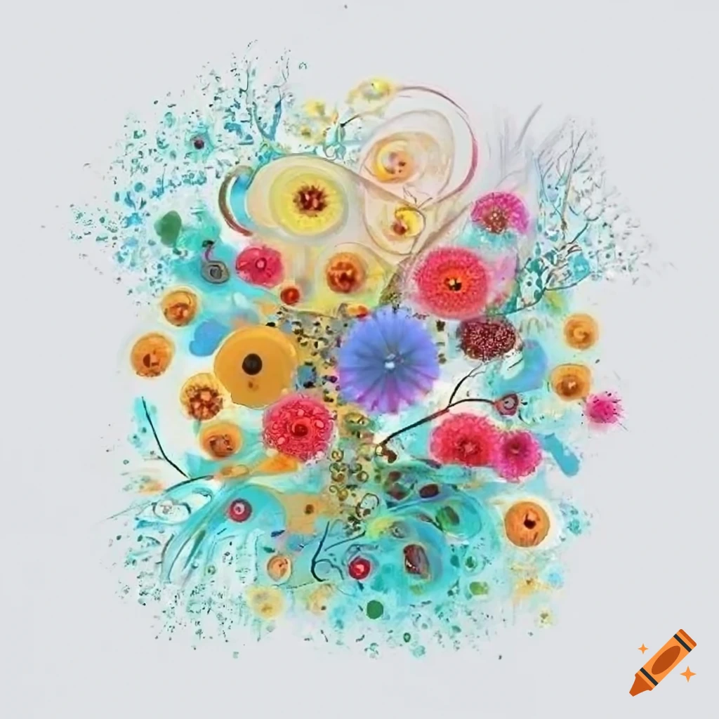 Colorful abstract winter flora art on white background on Craiyon