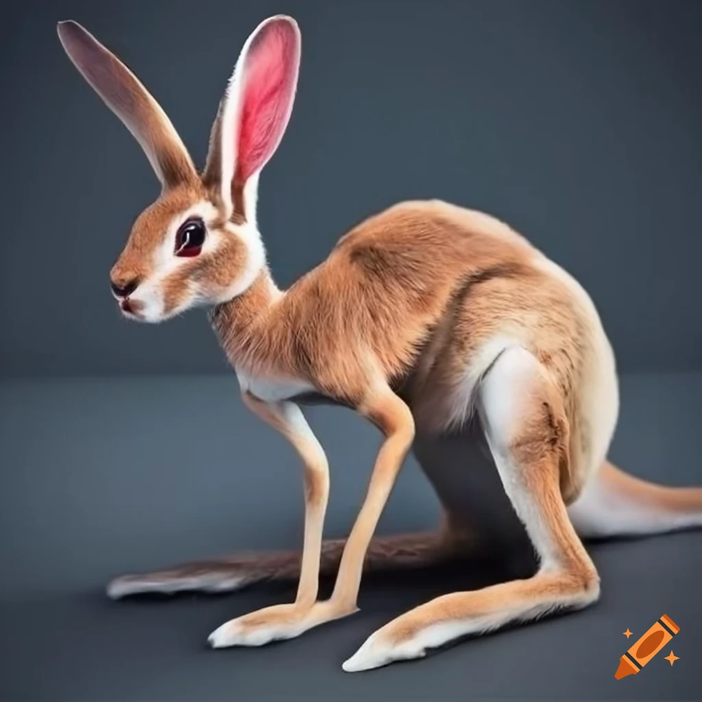 Hybrid animal with rabbit features and kangaroo features on Craiyon