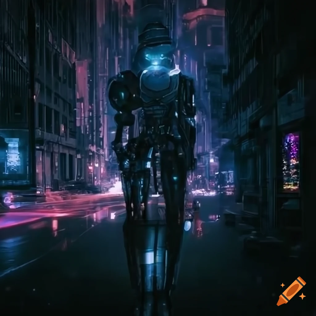 Cityscape blending biopunk and cyberpunk elements with neon-lit streets ...
