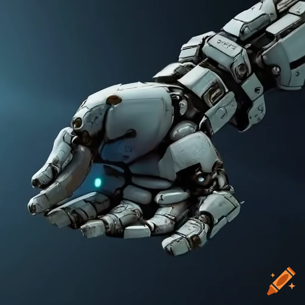 Close up of a futuristic mech hand with clean lines in 8k resolution on ...
