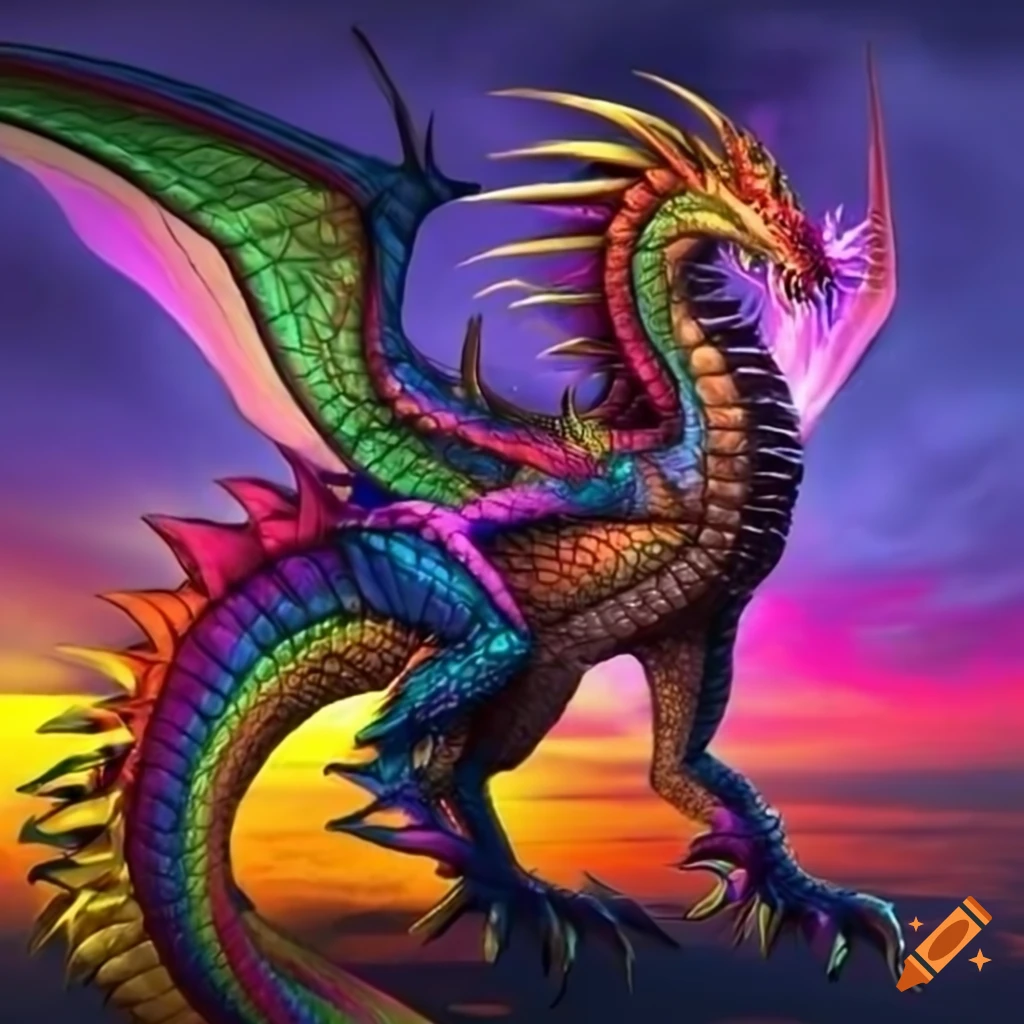 Colorful dragon encircling the planet in a fantasy scene on Craiyon
