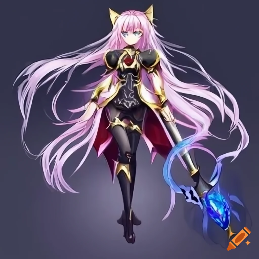 Mystic knight anime girl wielding light infused weapons in battle on ...