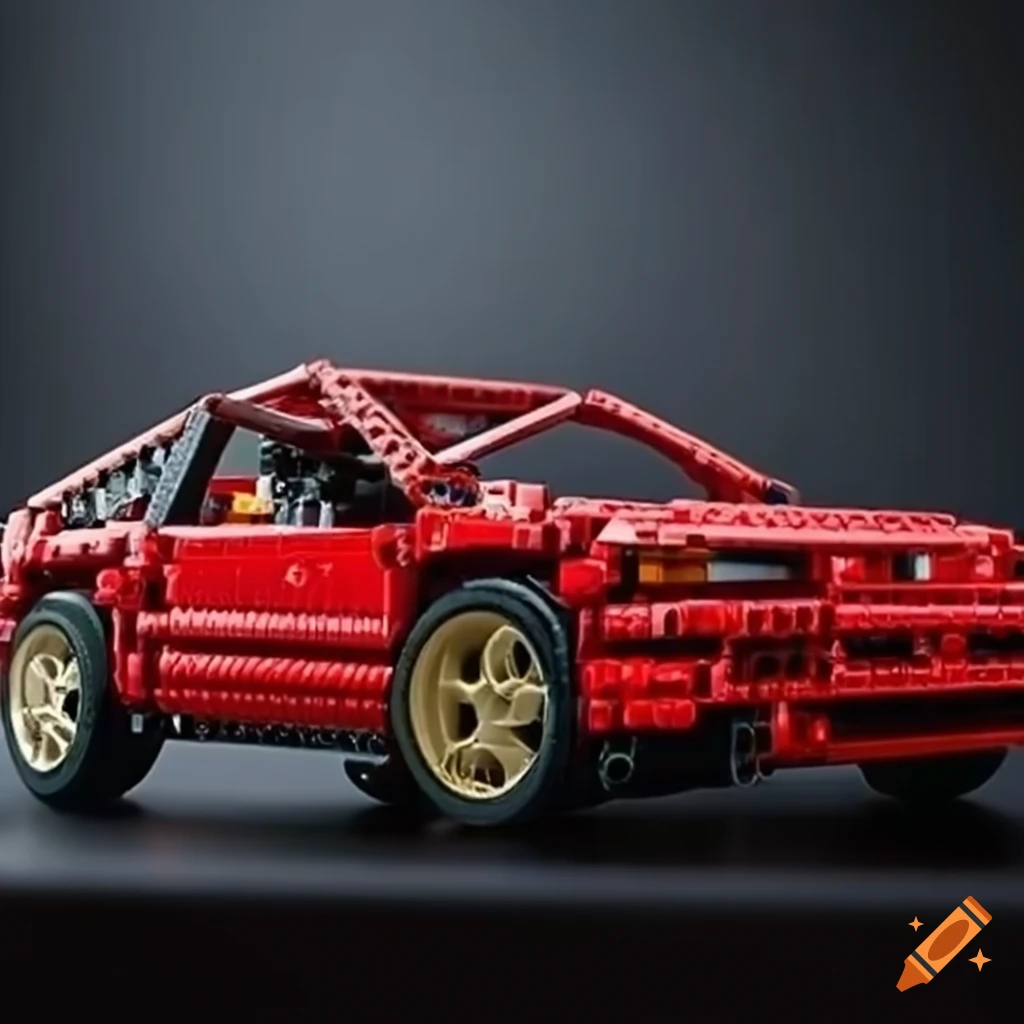 Lego technic set of a red honda crx with over 3600 pieces on Craiyon
