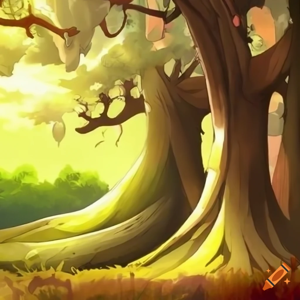 Anime-style tree illustration on Craiyon