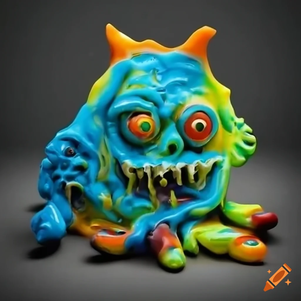 Colorful melted soap monster on Craiyon