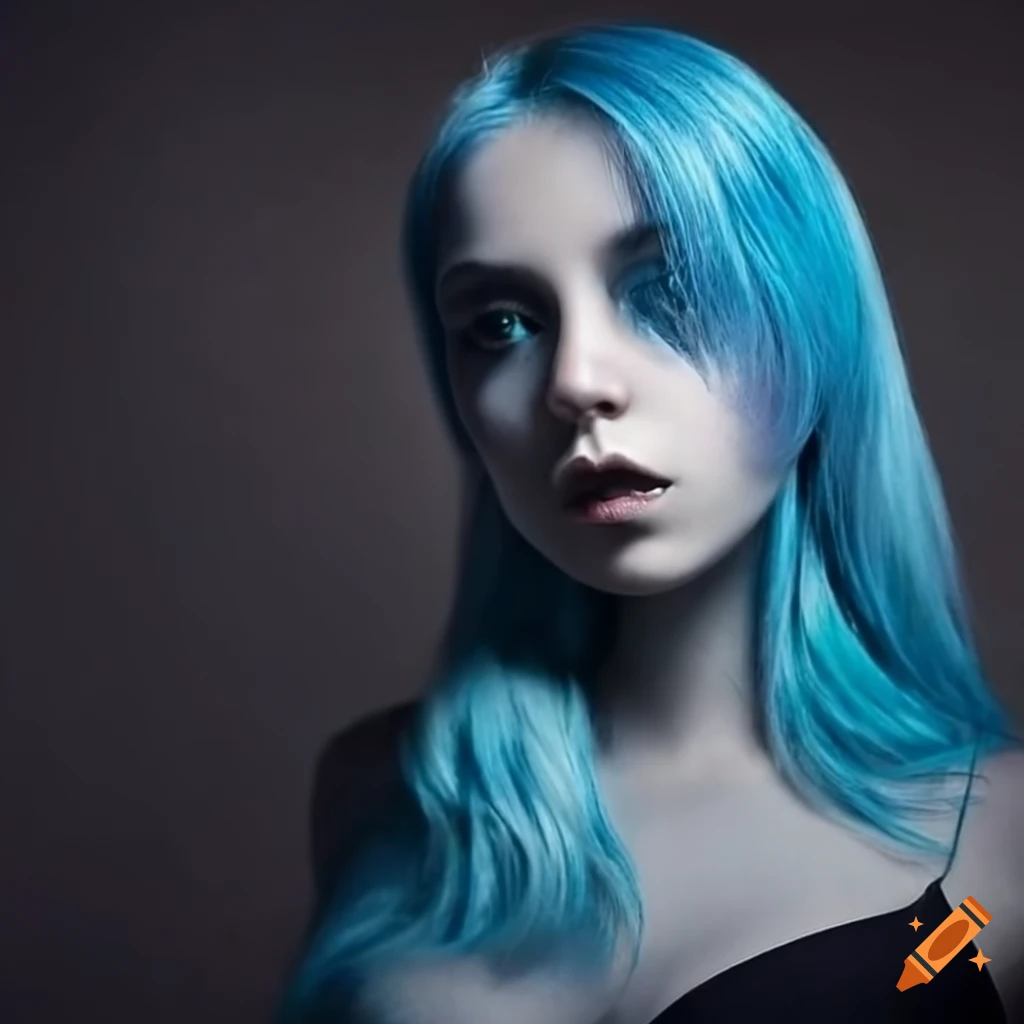 Blue-haired metal girl on Craiyon