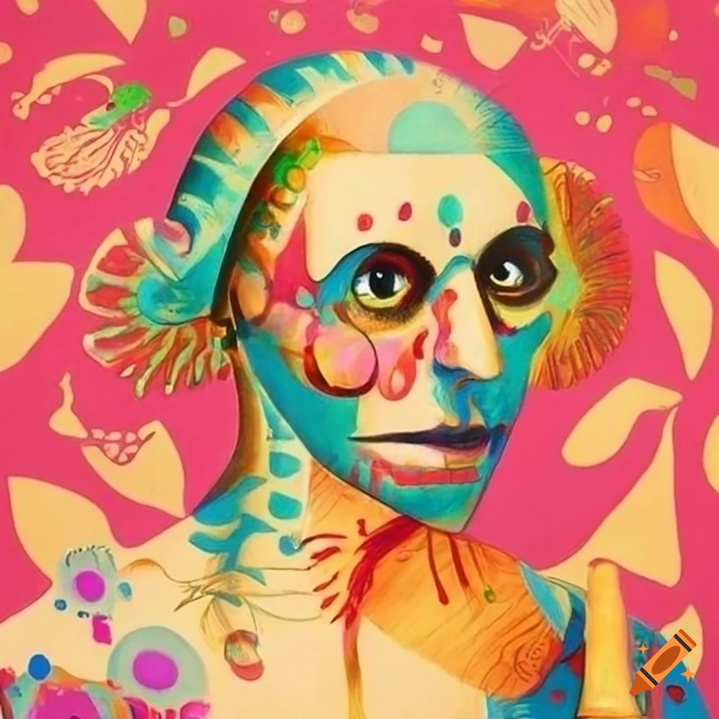 Surrealist portrait with microcosm motifs and surreal objects on Craiyon