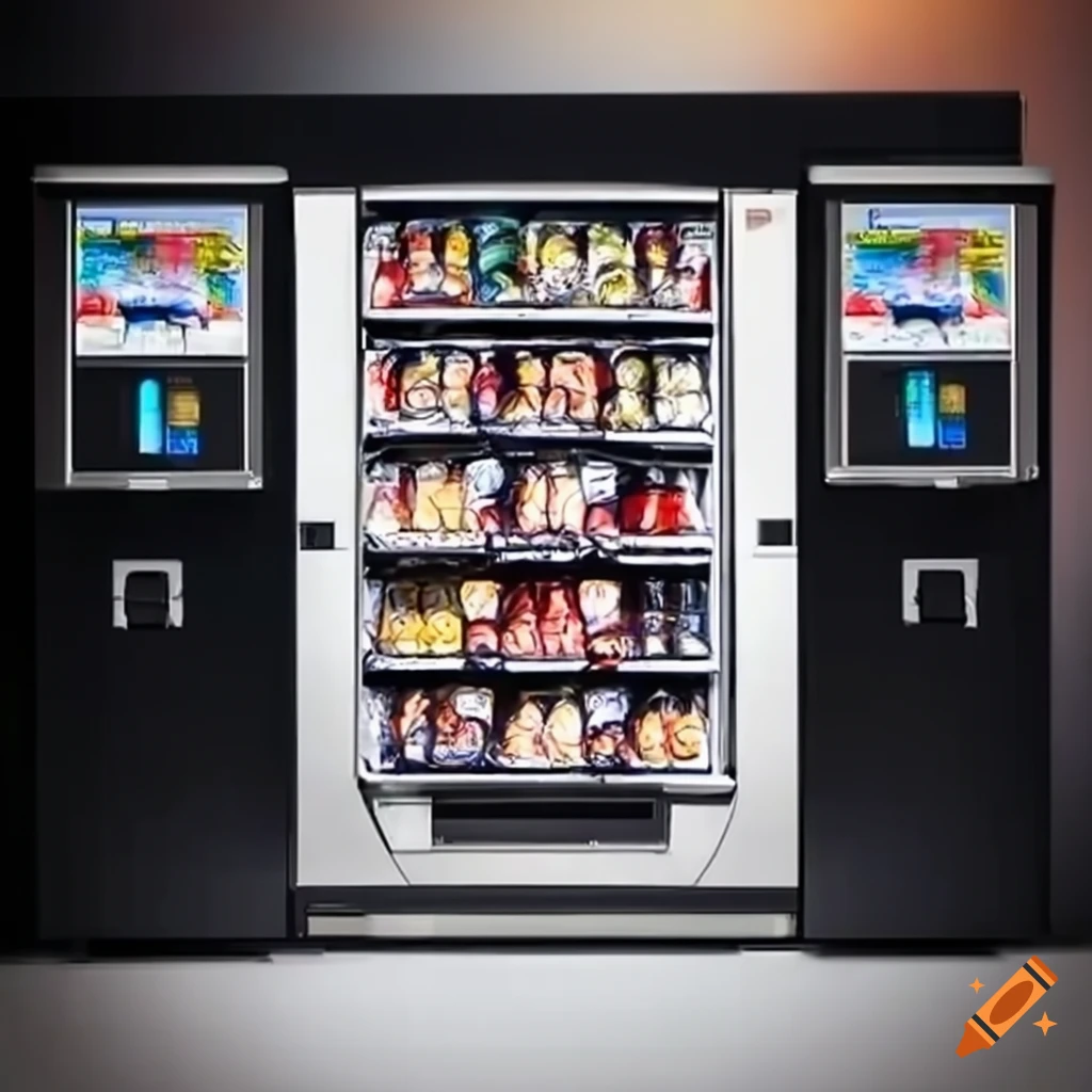 Modern vending machine with interactive screen on Craiyon