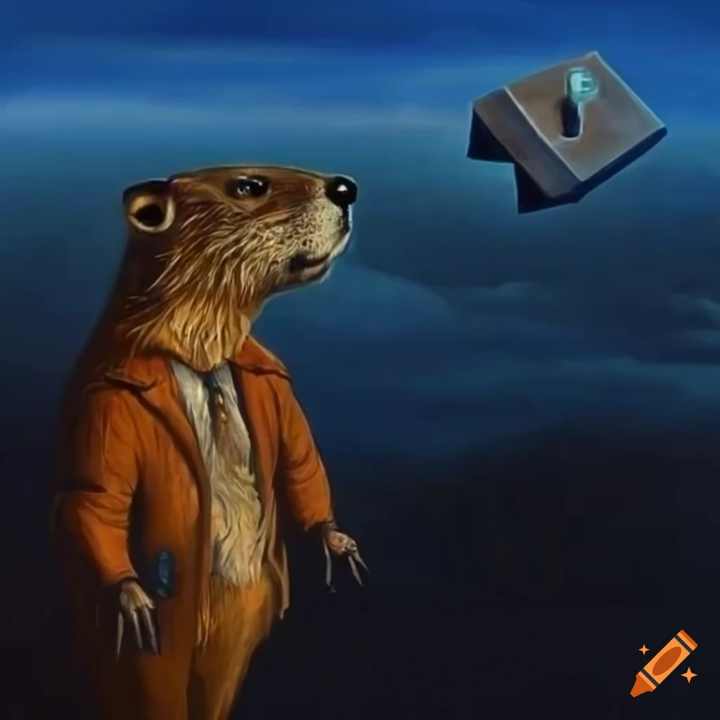 Surreal humanoid groundhog painting inspired by carel willink on Craiyon