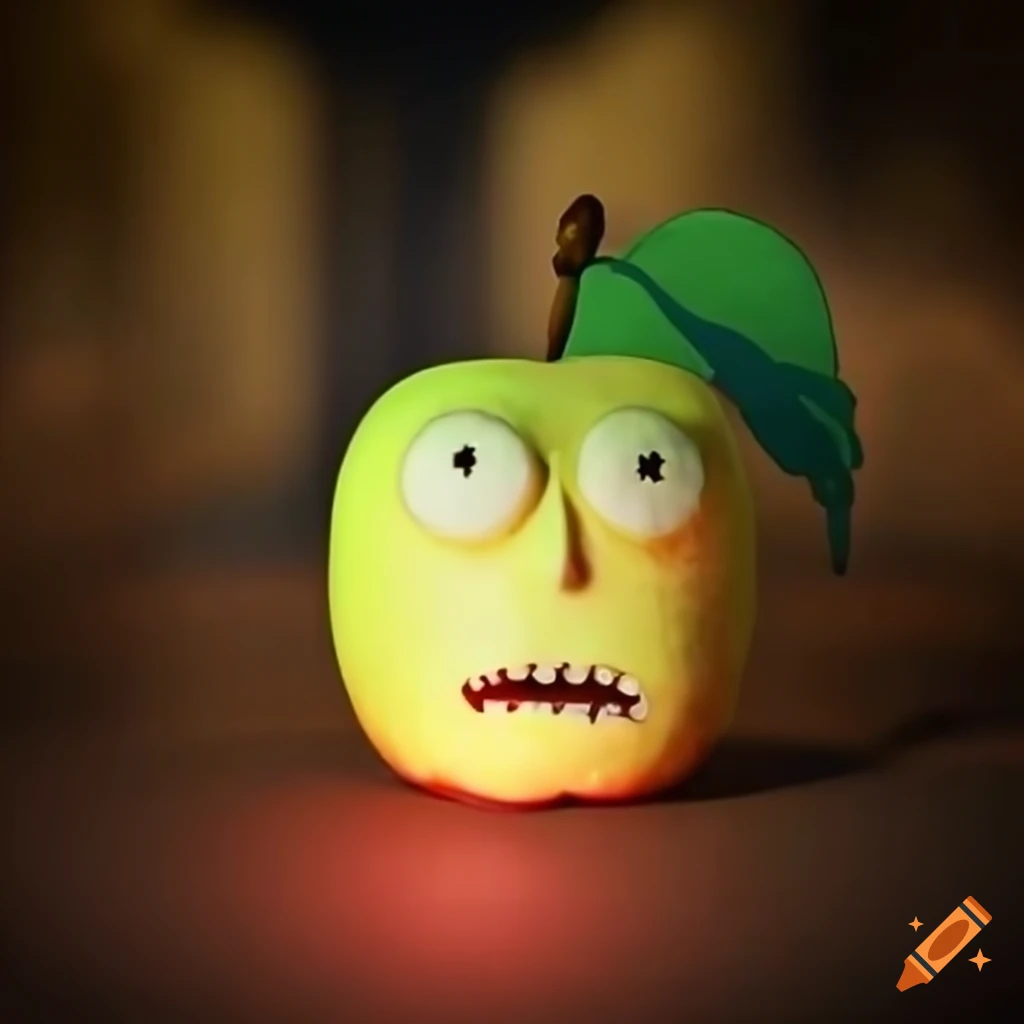 Sentient rick and morty apple on Craiyon