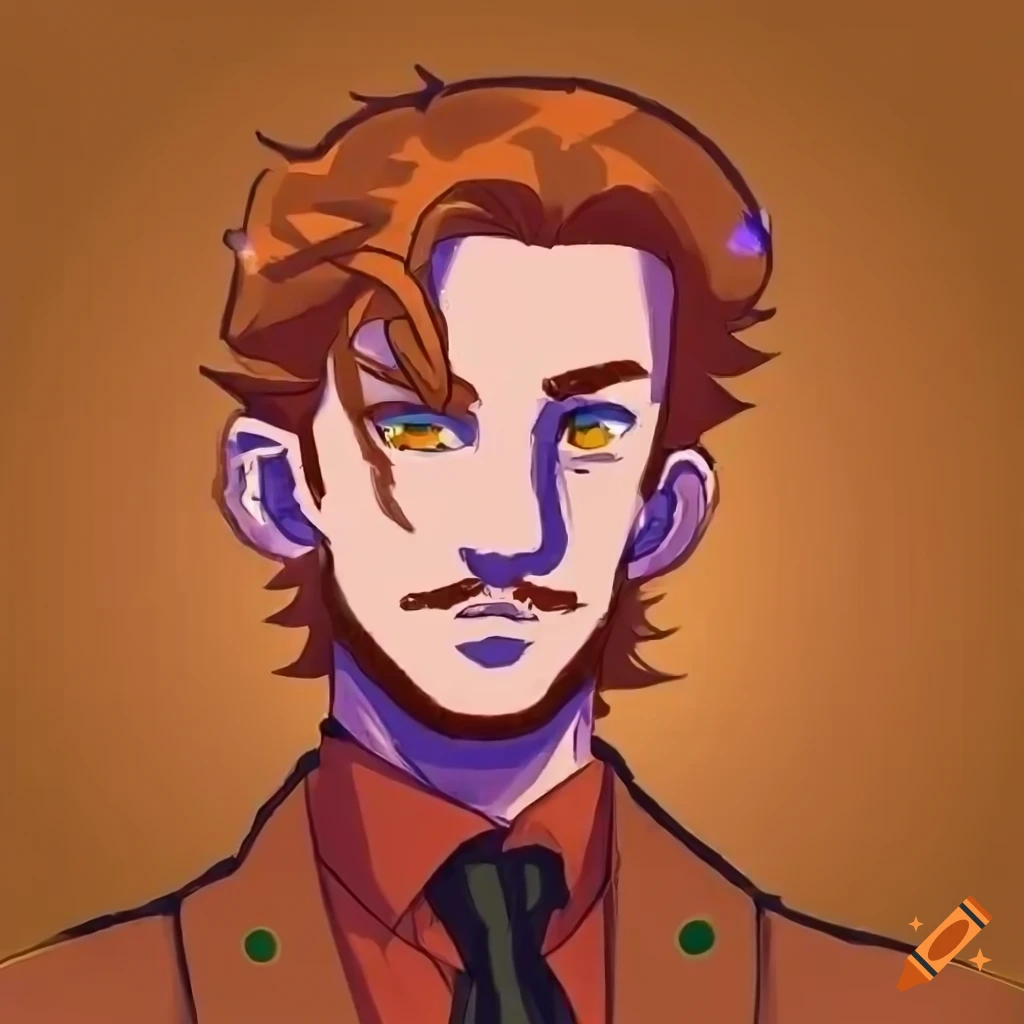 Vibrant elegant ginger man in anime webcomic style on Craiyon