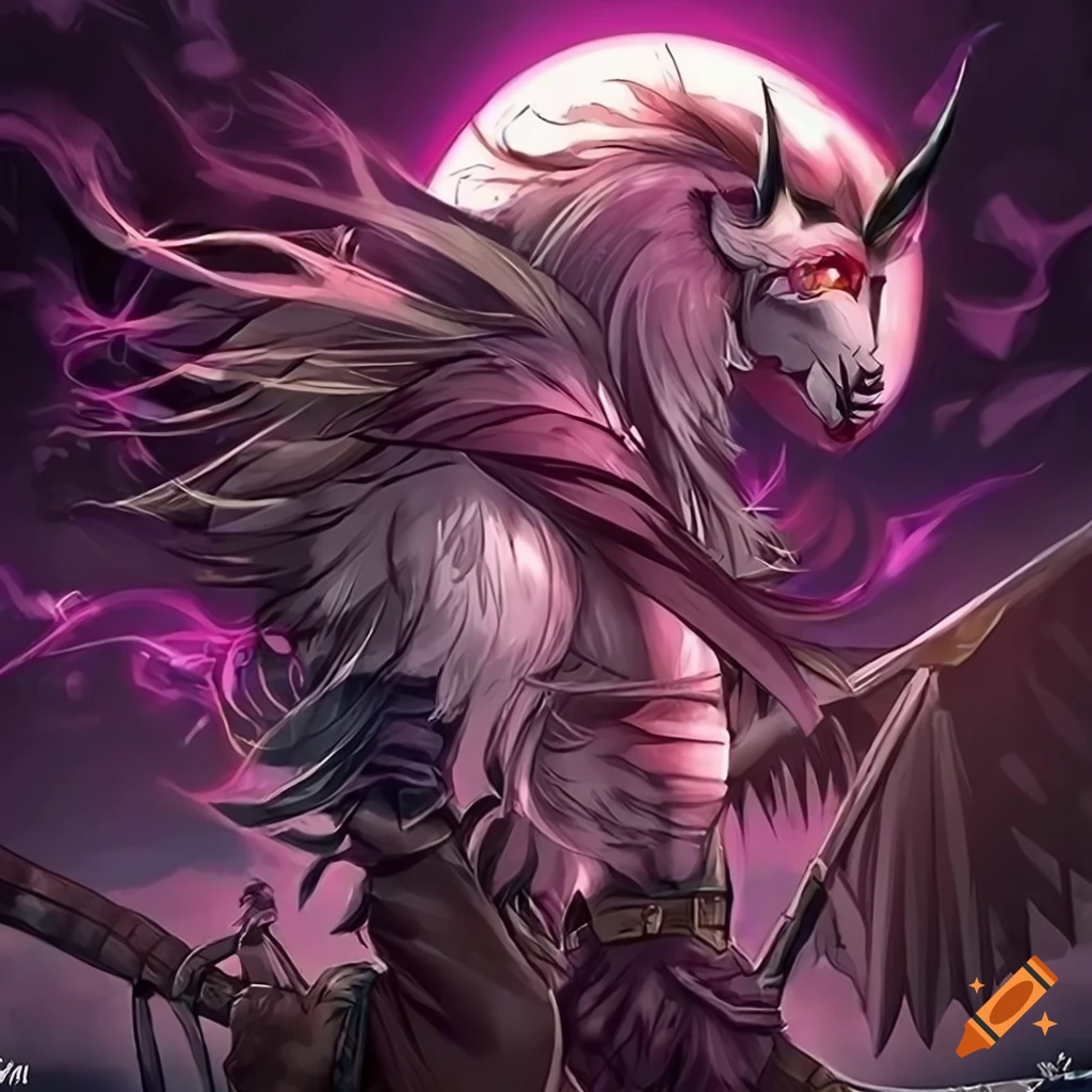Unique artwork of a demon sheep unicorn in military anime style on Craiyon