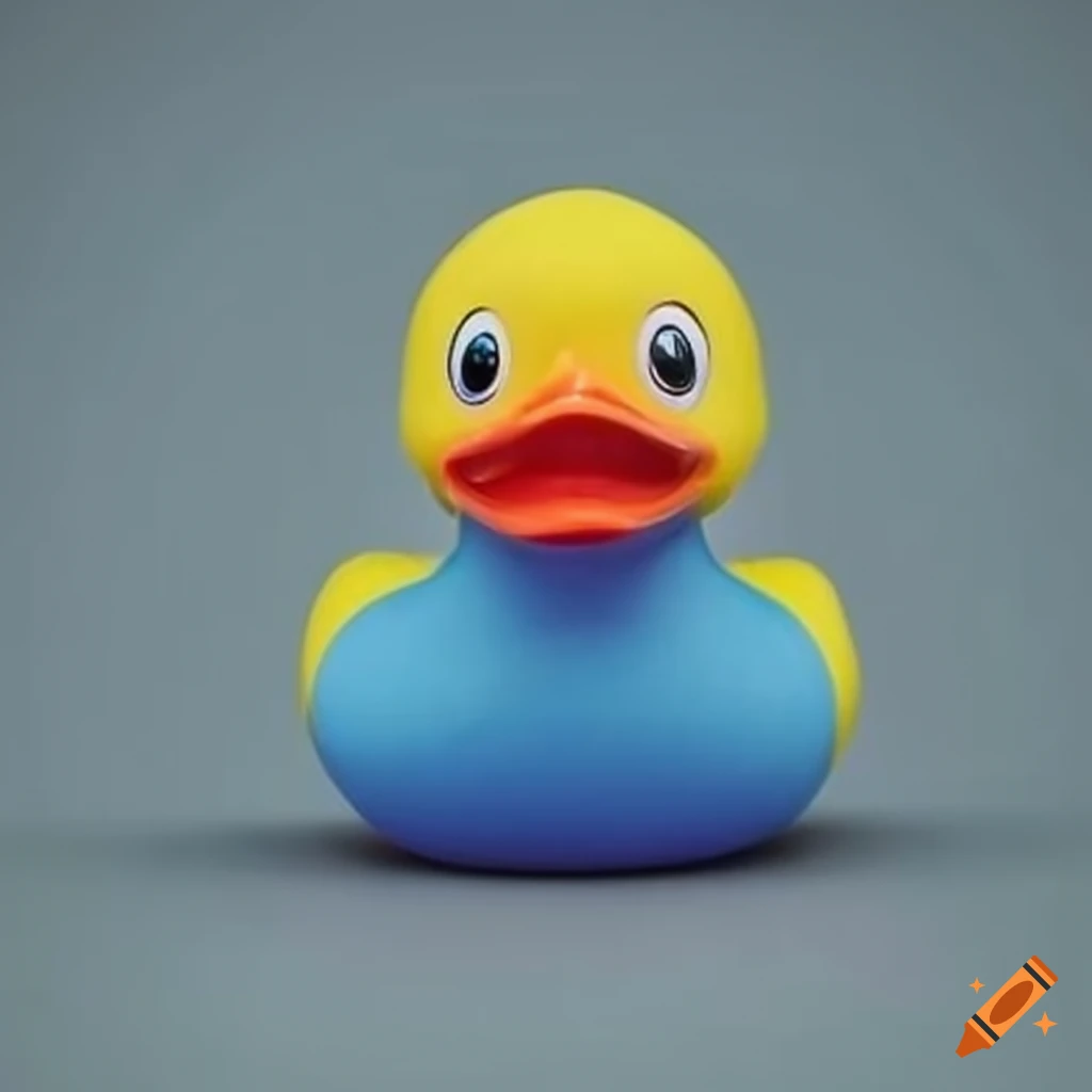 Rubber duck with tnt strapped to it in blue and yellow on Craiyon