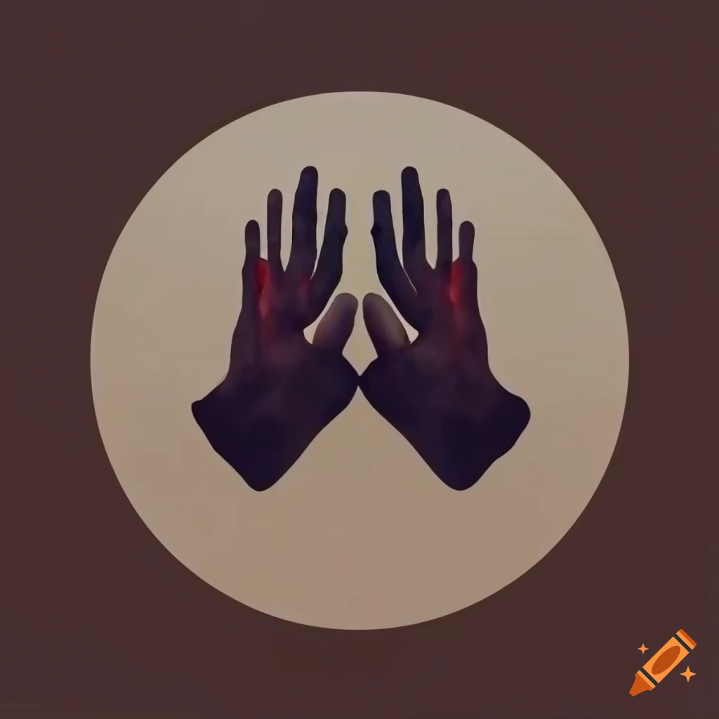 Two hands logo inside a circle in the style of zdzisław beksiński on ...