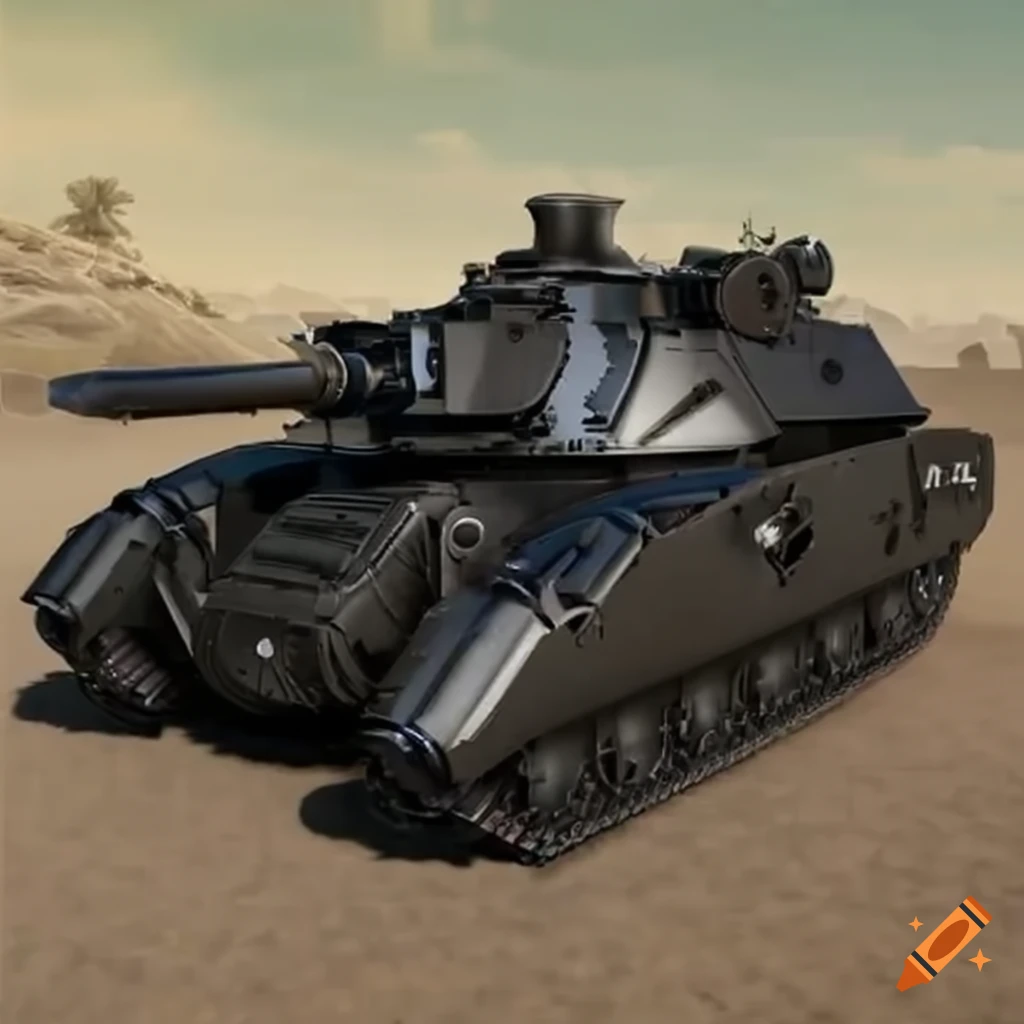 Futuristic robotic steam locomotive in armored black iron color on Craiyon