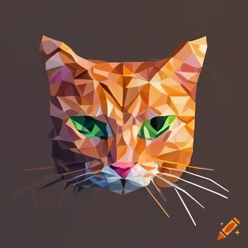 Low poly orange cat logo on Craiyon