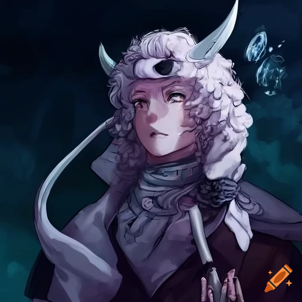 Unique artwork of a demon sheep with a unicorn horn in anime style on ...