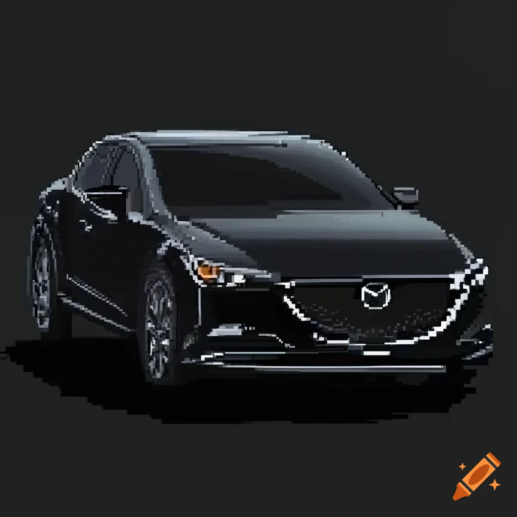 Black 2017 mazda 6 in 2d pixel art from the front view on Craiyon