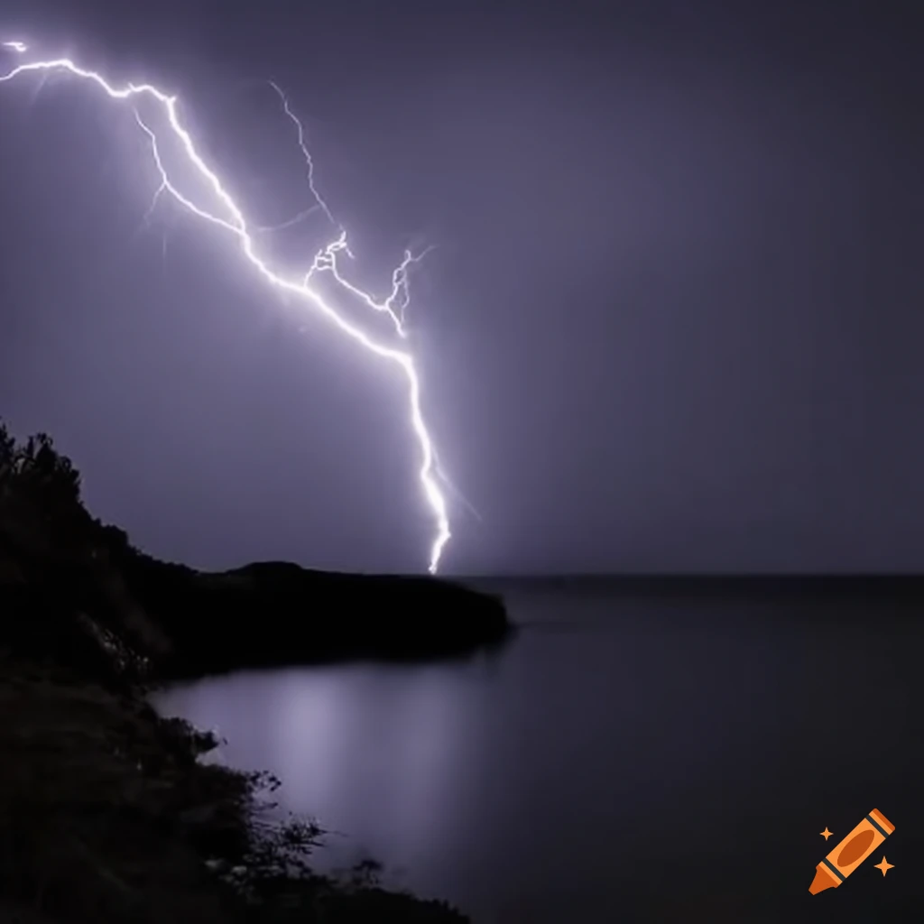 Intense storm with dark clouds and lightning on Craiyon