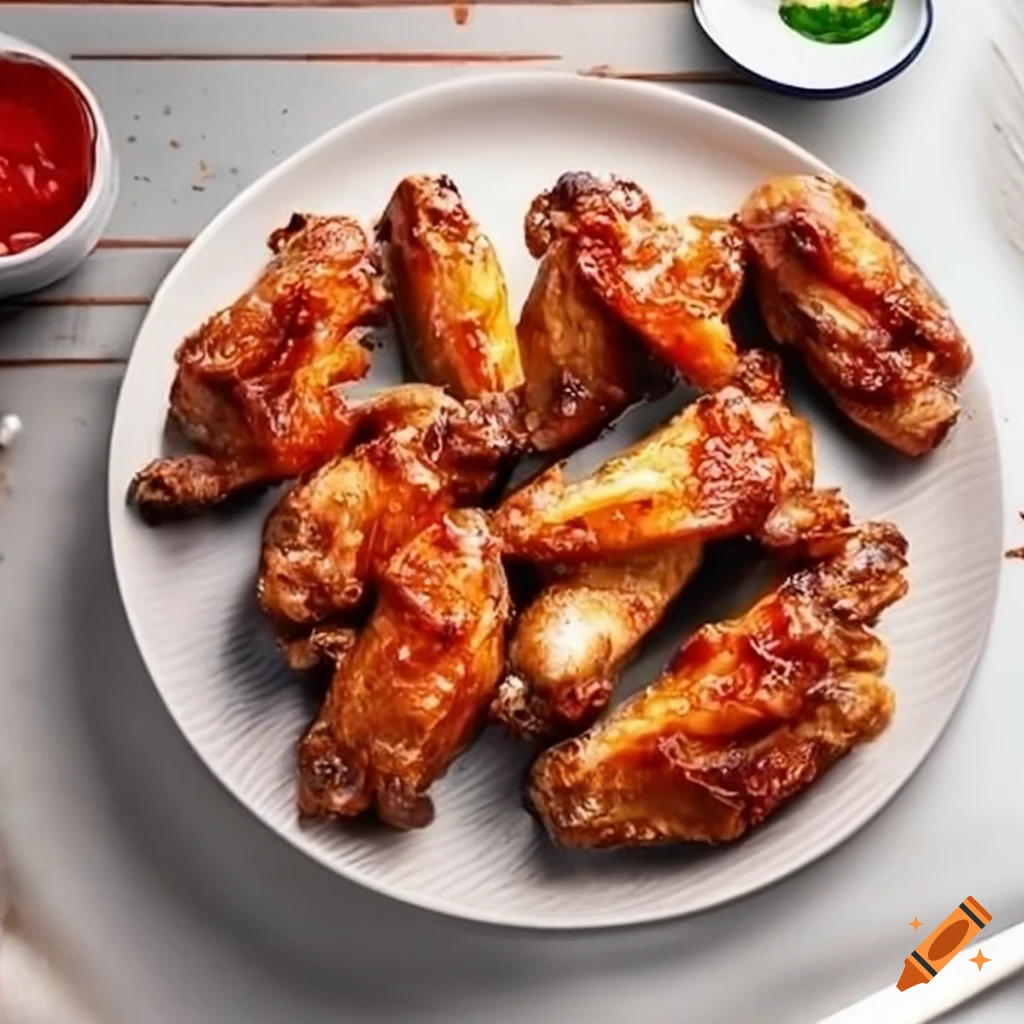Plate of delicious chicken wings on Craiyon