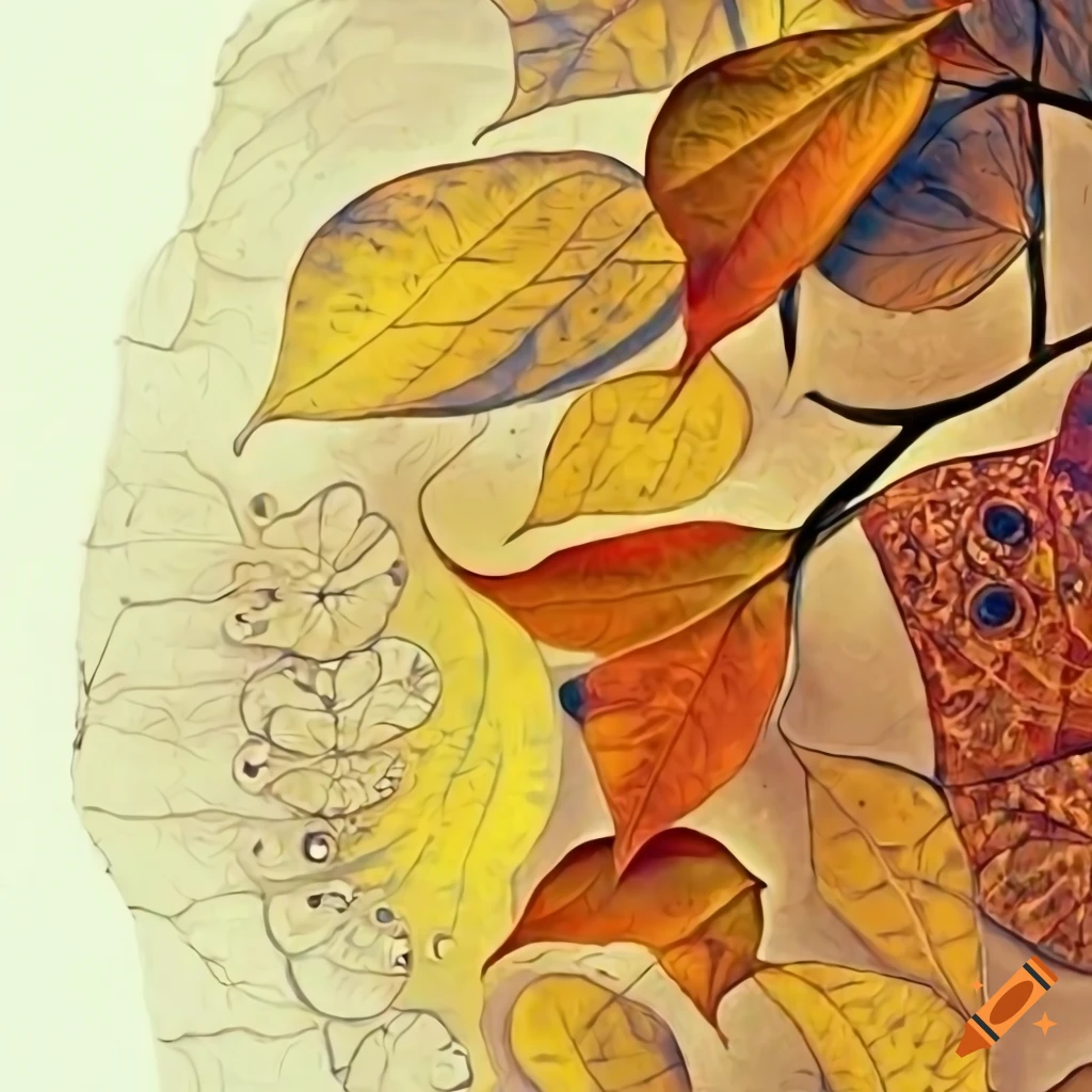 Abstract leaves in a klimt-style fantasy art on white background on Craiyon