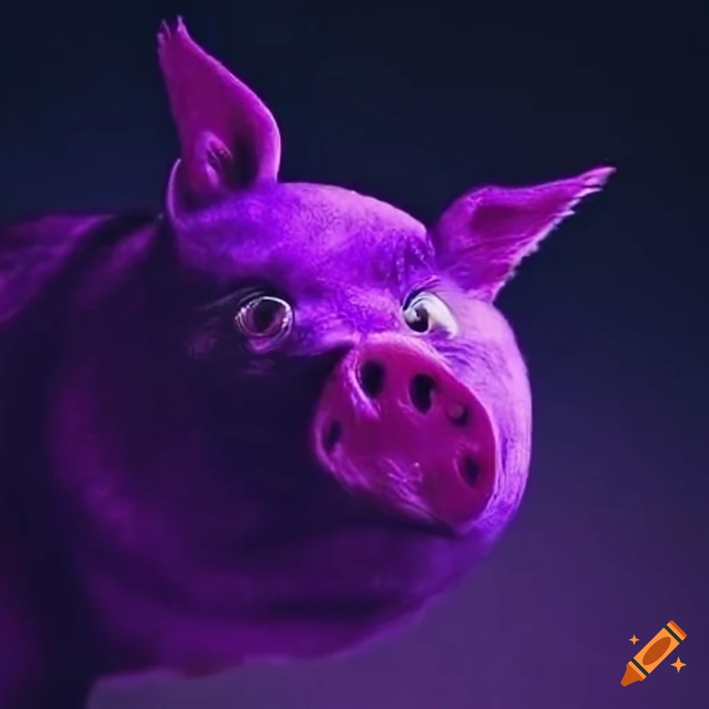 Flying purple pig soaring over the moon on Craiyon