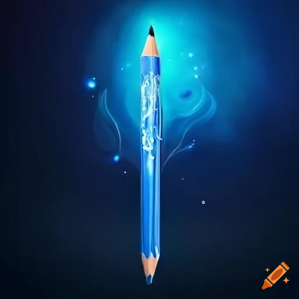 Blue magical pencil with mystical aura on Craiyon