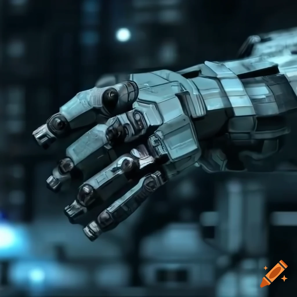 Close-up of futuristic mech hand with clean lines in 8K resolution on ...