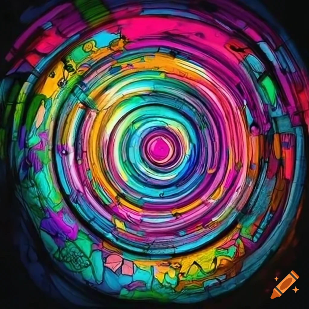 Colorful graffiti with a circle and line design on Craiyon