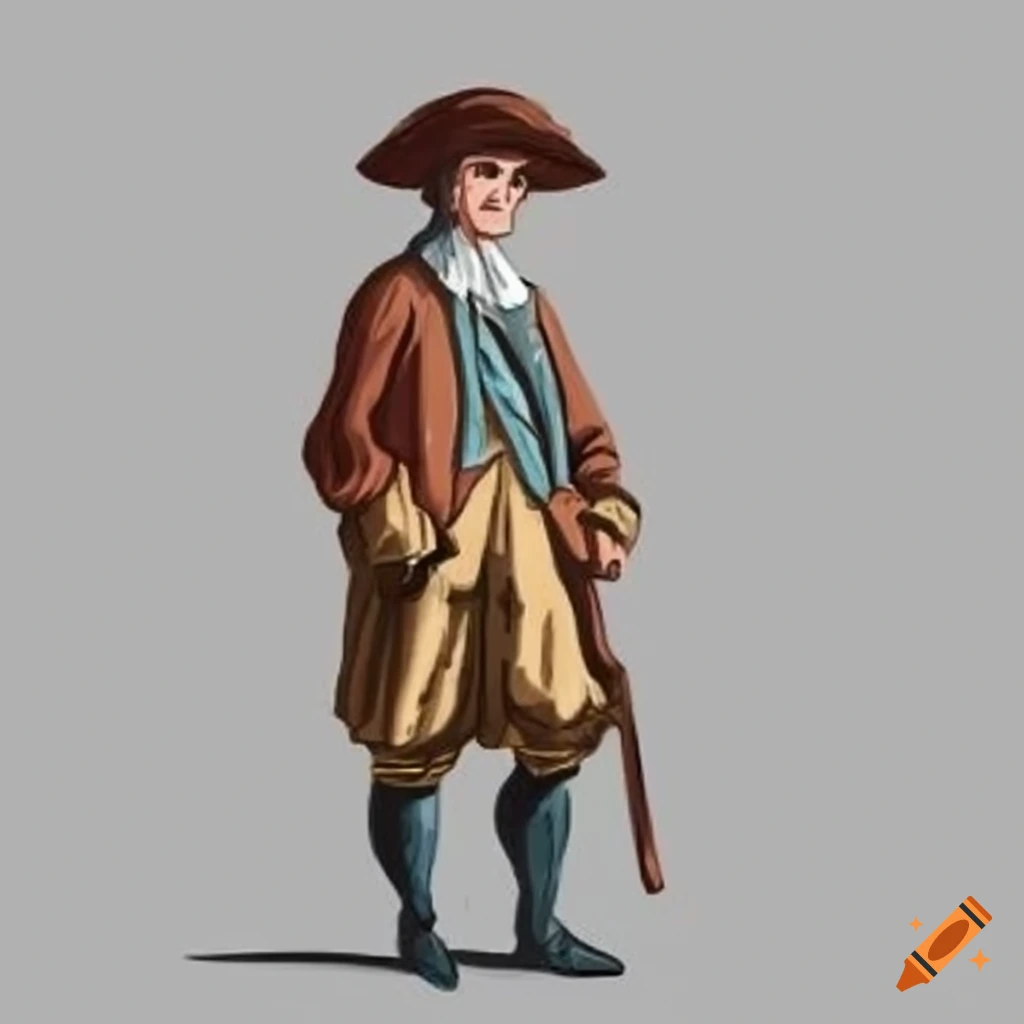 17th century male peasant character sprite walking in handdrawn style ...
