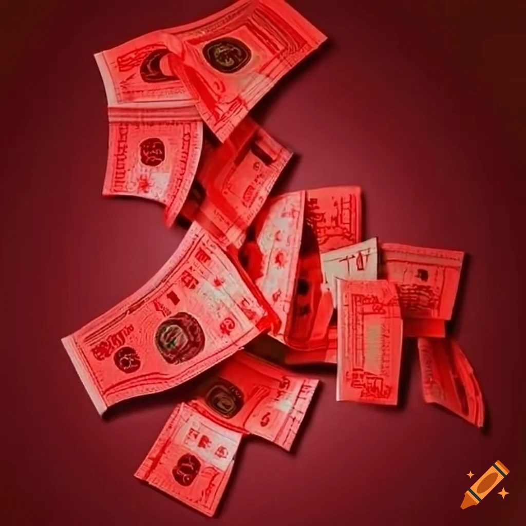 Stack of red money currency on Craiyon