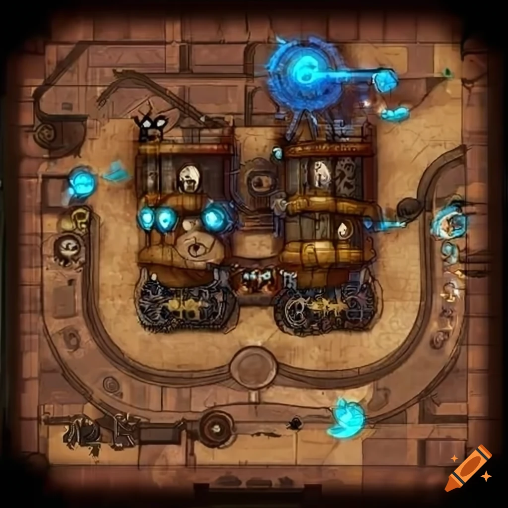 Steampunk 2d fighting arena with platforms on Craiyon