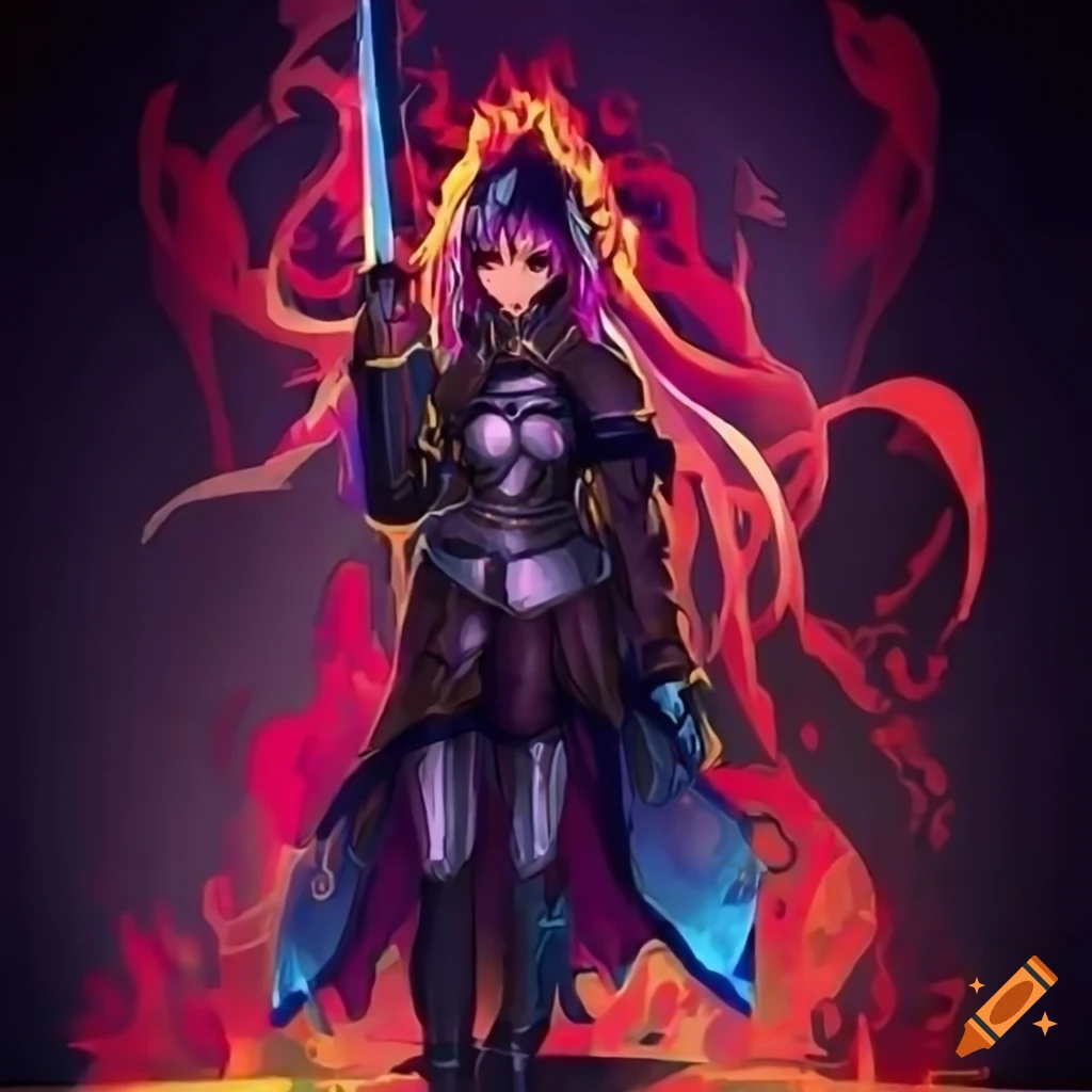 Gothic paladin knight anime girl wielding light-infused weapons in ...