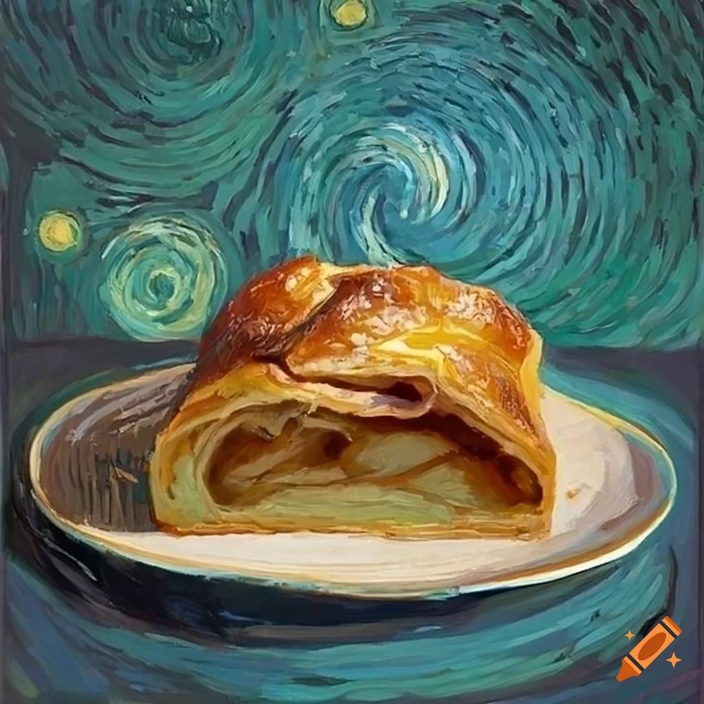 Van gogh style apple strudel artwork on Craiyon